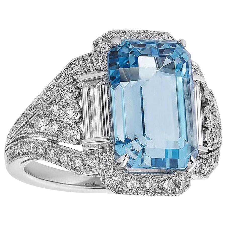 Raymond C. Yard 6.16 Carat Aquamarine and Diamond Cocktail Ring at 1stDibs