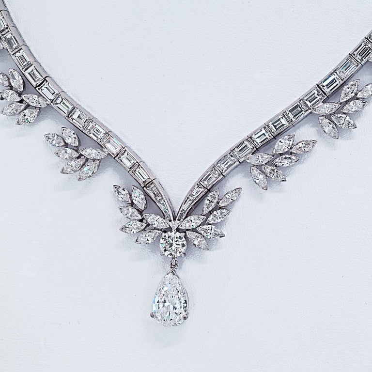 Raymond C. Yard Platinum Baguette and Marquise Cut Diamond Necklace For ...