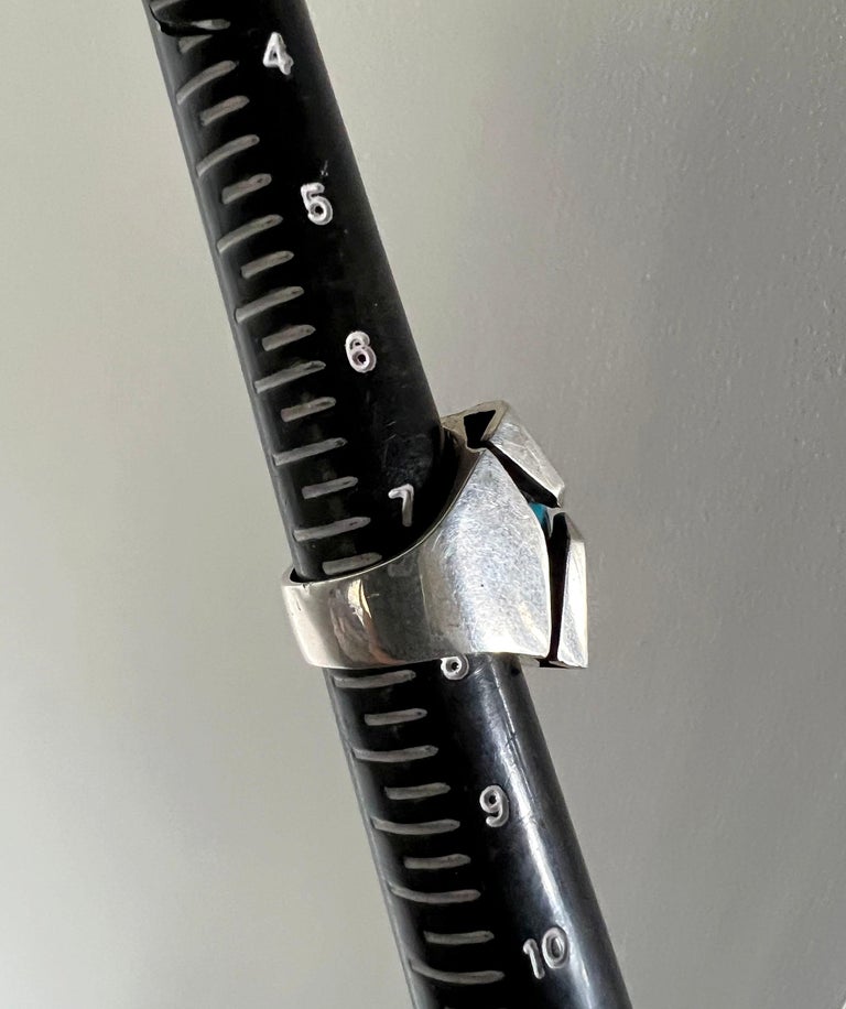 Raymond Graves Sterling Silver Turquoise Thunderbird Ring For Sale ...