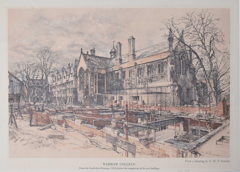 Raymond Teane Cowern - Wadham College, Oxford 20th century lithograph ...