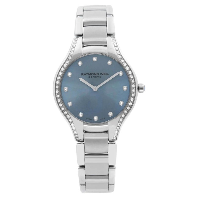 Raymond Weil Noemia Steel Diamond Blue Dial Ladies Quartz Watch 5132 ...
