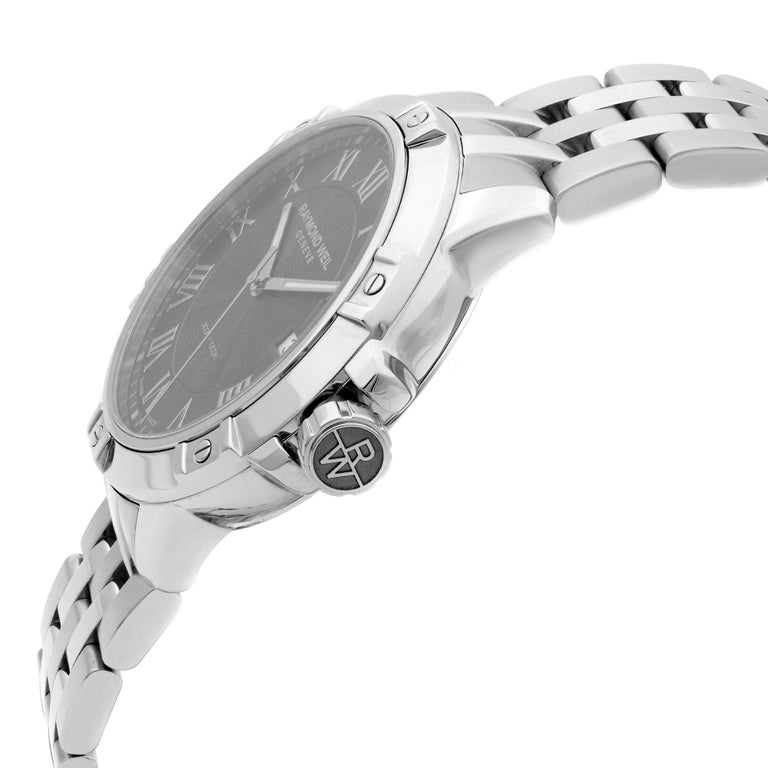 Raymond Weil Tango Steel Black Date Dial Quartz Classic Watch 8160-ST-00208 For Sale at 1stDibs