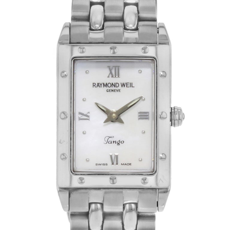 Raymond Weil Tango MOP Rectangle Dial Steel Quartz Ladies Watch 5971-ST ...