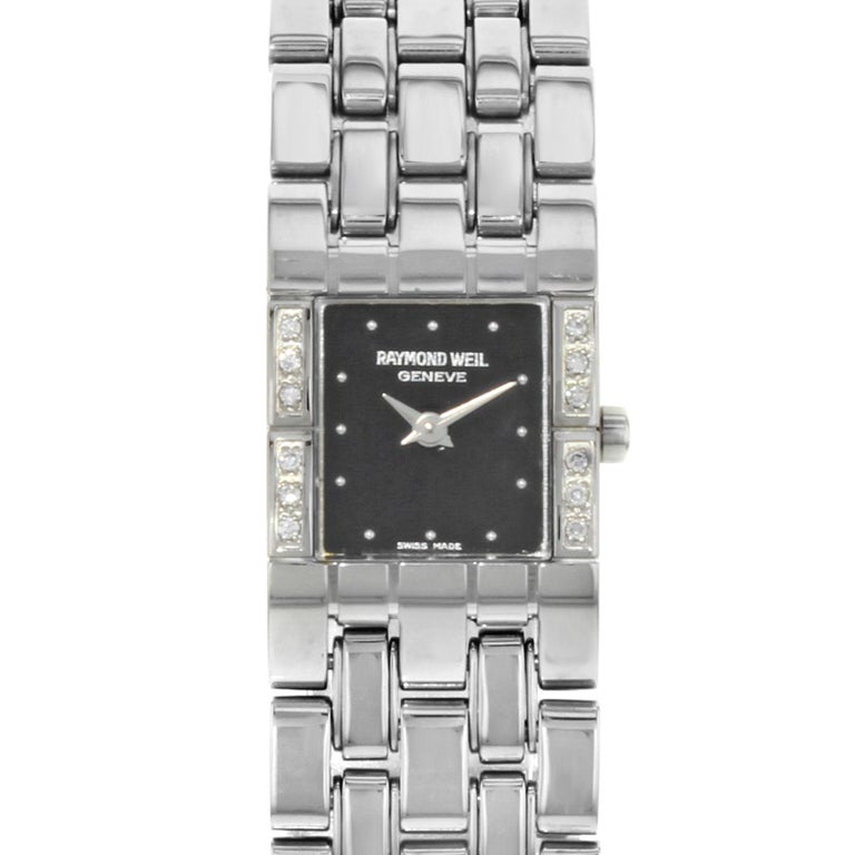 Raymond Weil Tema Diamonds Square Steel Quartz Ladies Watch 5886-DB-BK ...