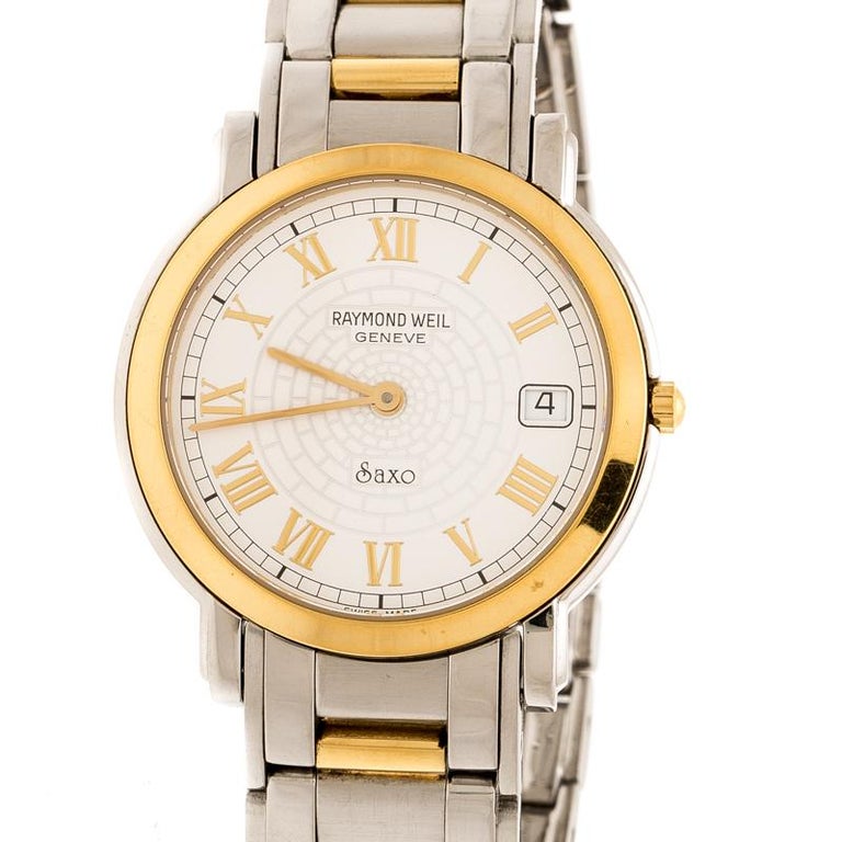 Raymond Weil White Two-Tone Stainless Steel Saxo 9521 Men's Wristwatch ...