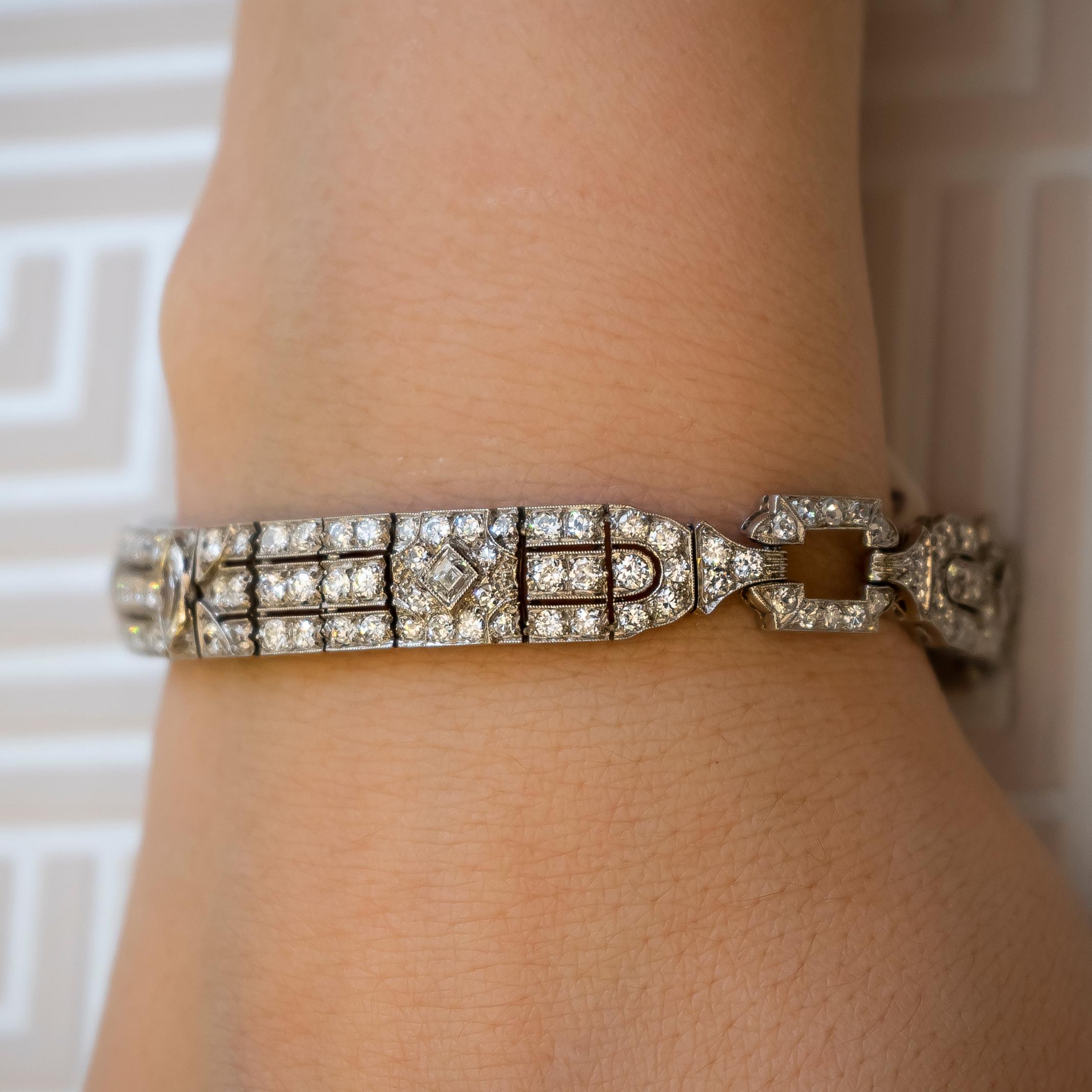 Raymond Yard Art Deco Diamond and Platinum Bracelet, Circa 1930 at 1stDibs