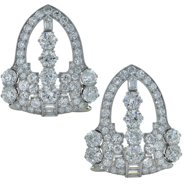 Raymond Yard Art Deco Diamond platinum Dress Clips For Sale at 1stDibs ...