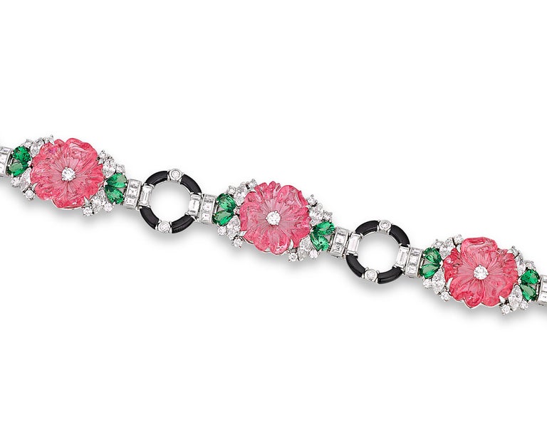 Raymond Yard Carved Pink Tourmaline Bracelet, 21.95 Carats at 1stDibs