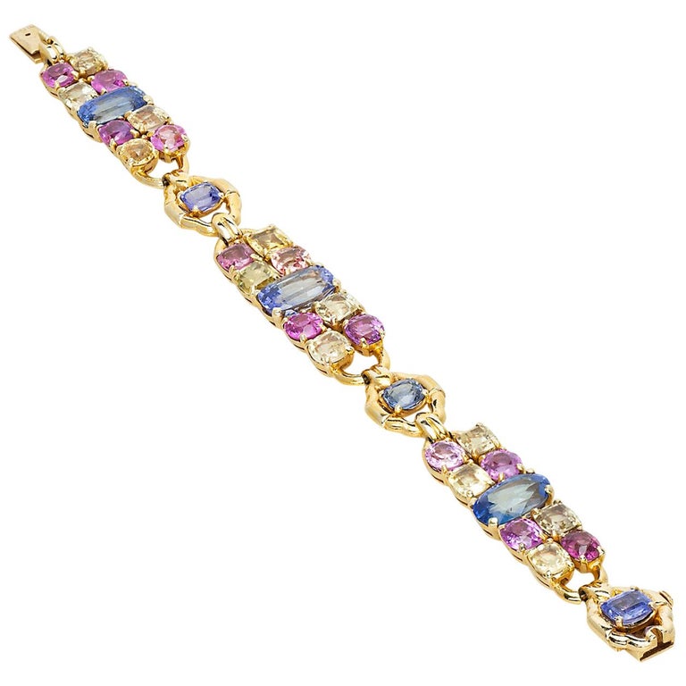 Raymond Yard Multicolored Natural Sapphire Bracelet, circa 1940 For ...