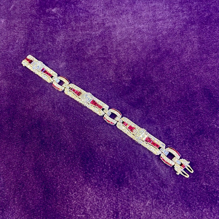Raymond Yard Ruby and Diamond Art Deco Bracelet For Sale at 1stDibs