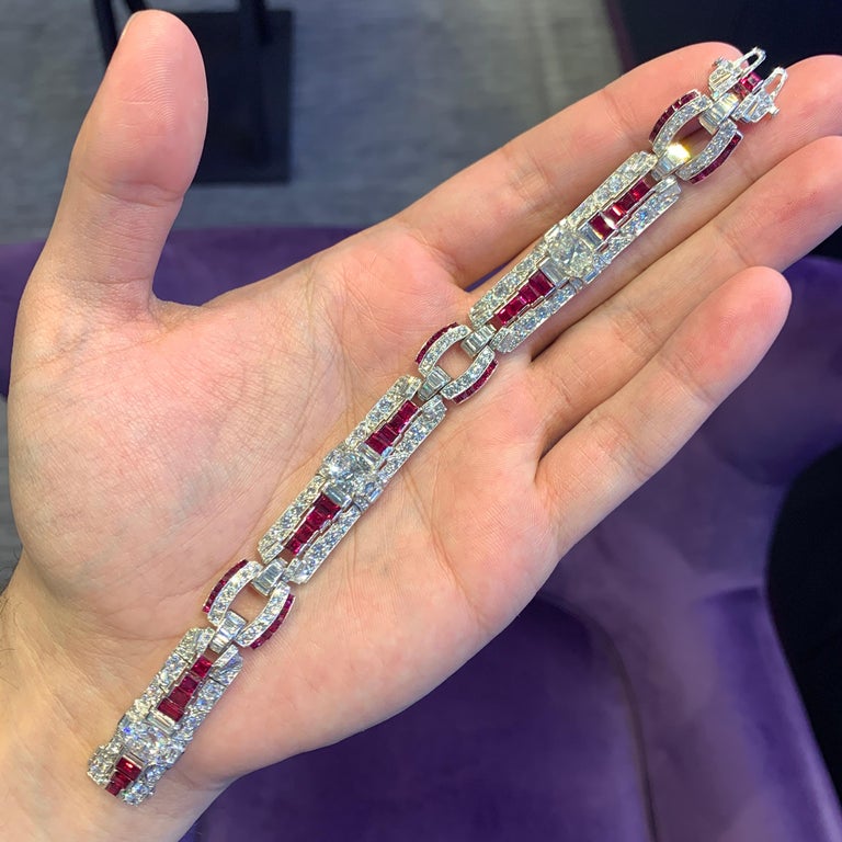Raymond Yard Ruby and Diamond Art Deco Bracelet For Sale at 1stDibs