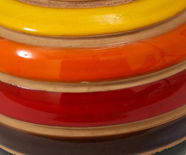 Raymor Bitossi Vase, Ceramic Stripes, Yellow Orange Red, Signed at ...