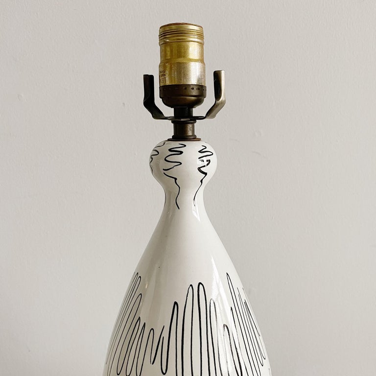 Raymor Vintage Black and White Ceramic Table Lamp For Sale at 1stDibs