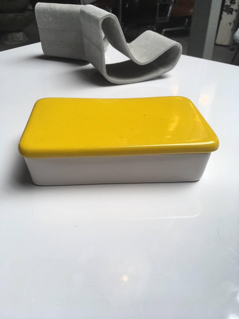 Raymor Yellow and White Ceramic Box at 1stDibs