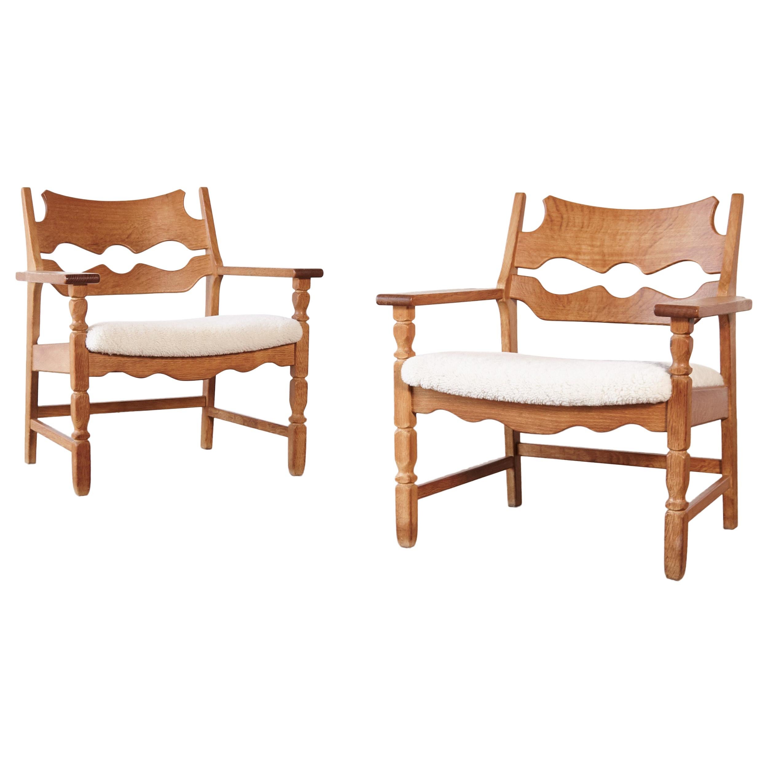 Razor Blade Armchairs by Henning Kjærnulf 'Kjaernulf', Denmark, 1960s ...