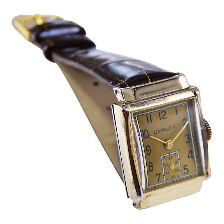 Chalet Gold Filled Art Deco Watch from 1940's Swiss Made For Sale at ...