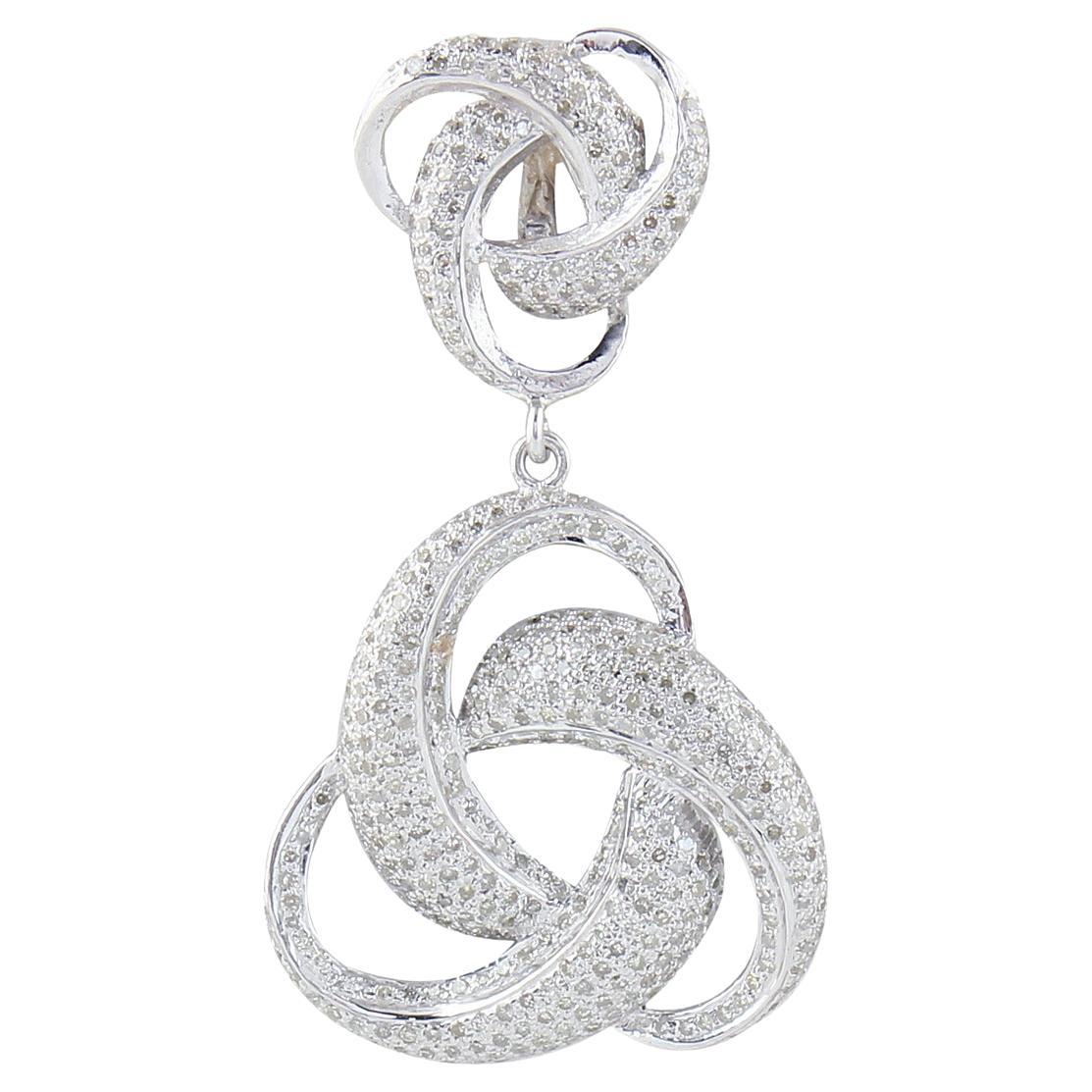 Real 1.70 Carat Pave Diamond Knot Pendant 18 Karat Gold Silver Handmade ...
