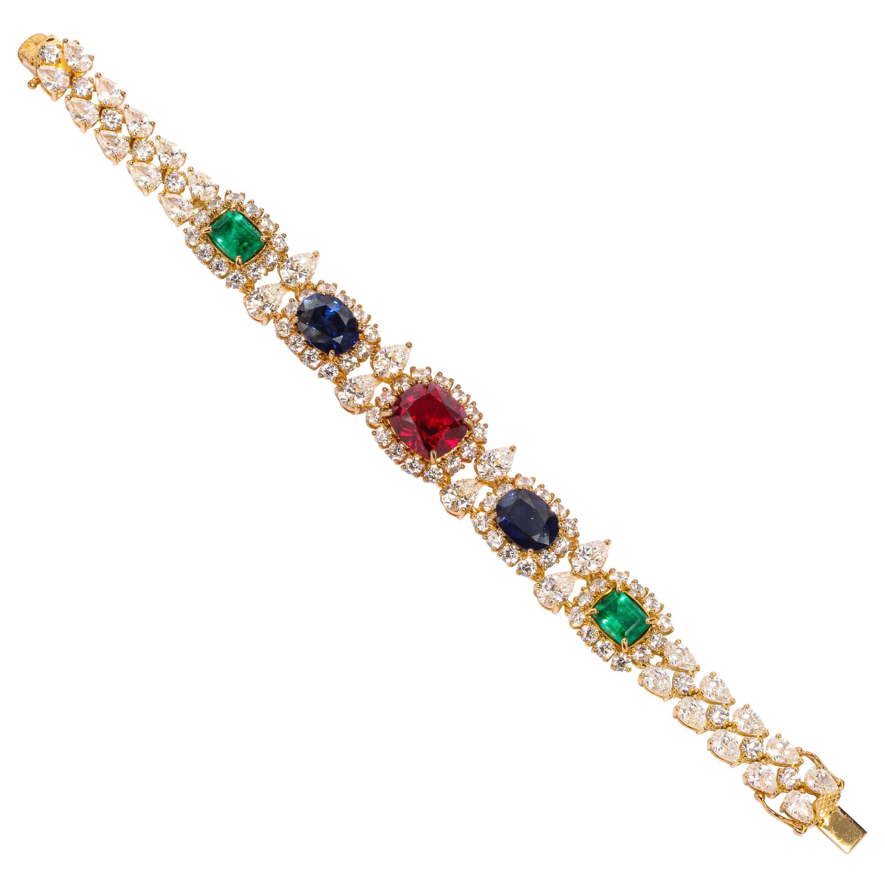 Elegant Faux Colombian Emerald Diamond Sterling Bracelet at 1stDibs ...