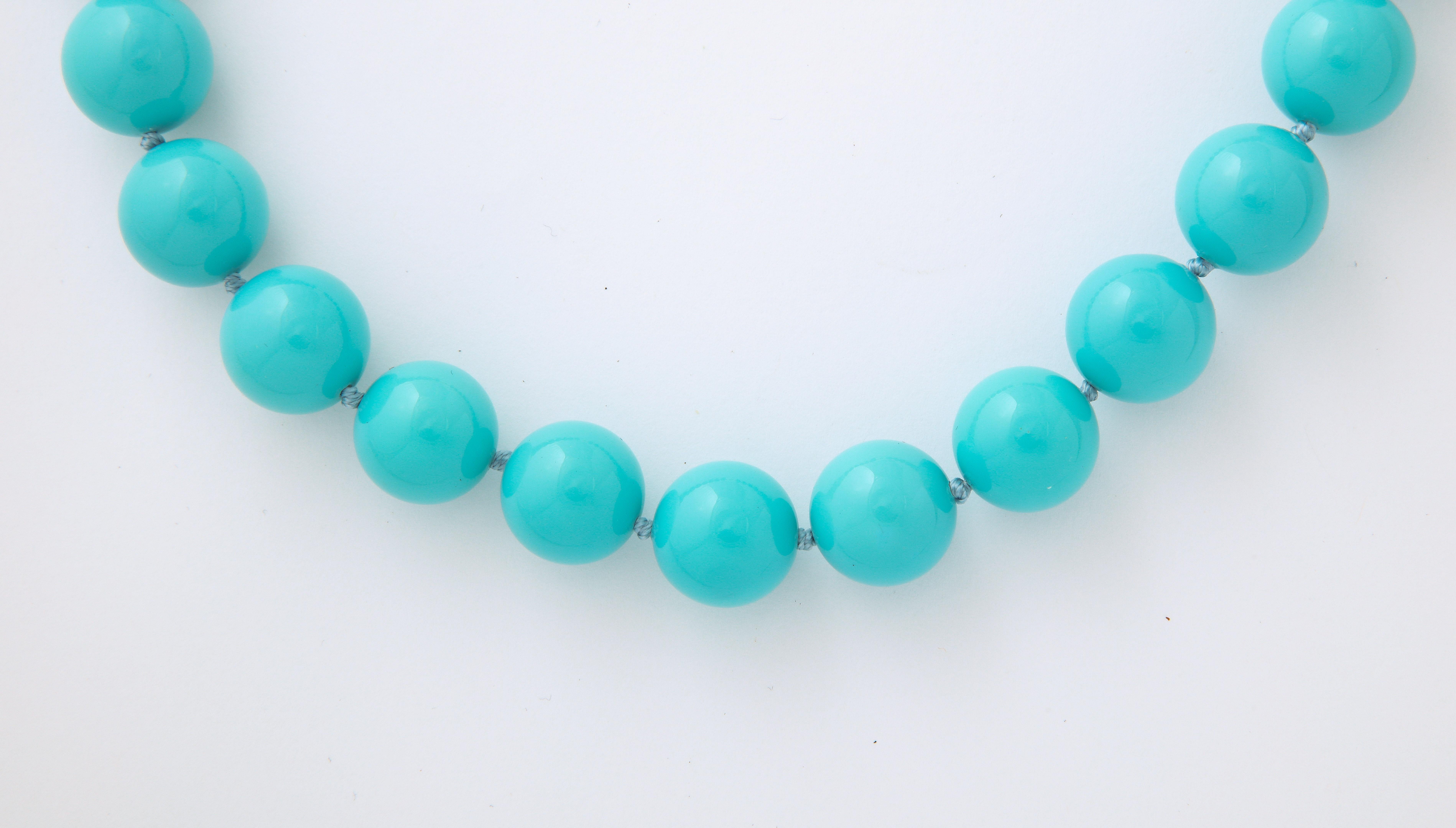 Real Looking Sleeping Beauty Turquoise Faux Two Strand 16MM Necklace at ...