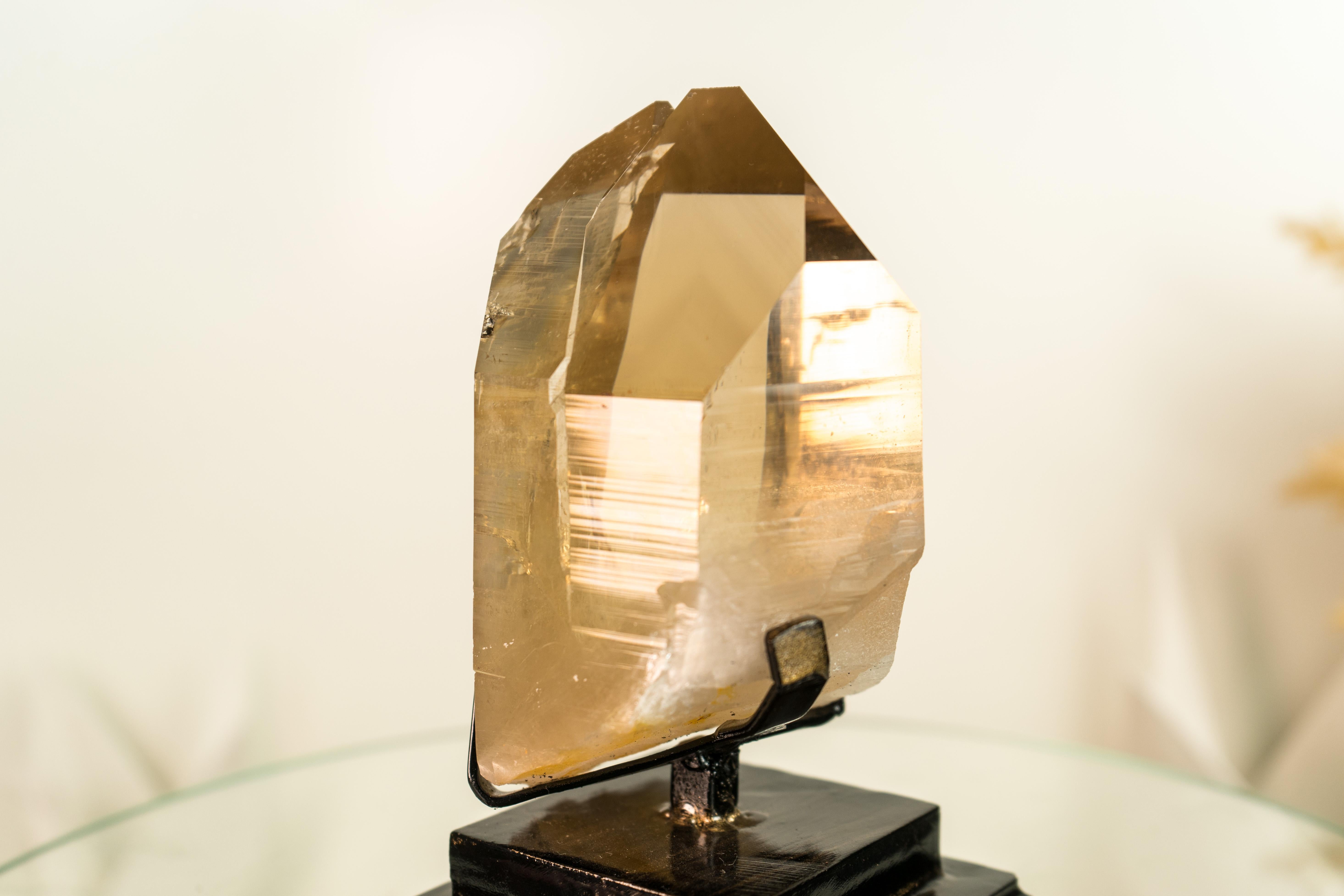 Real Natural Raw Lemurian Citrine, Light-Yellow Citrine on Feldspar ...