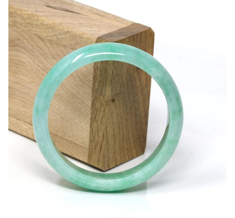 RealJade Classic Bangle Genuine Burmese Apple Green Jadeite Jade Bangle ...