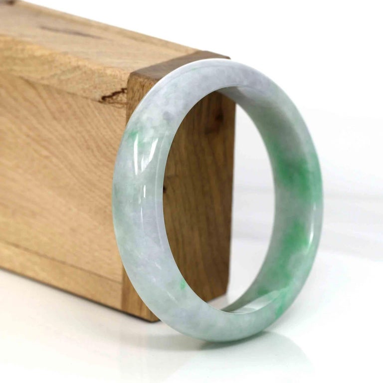 RealJade Classic Lavender-Green Natural Burmese Jadeite Jade Bangle (58 ...