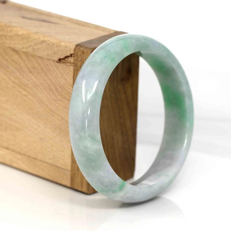 RealJade Classic Lavender-Green Natural Burmese Jadeite Jade Bangle (58 ...