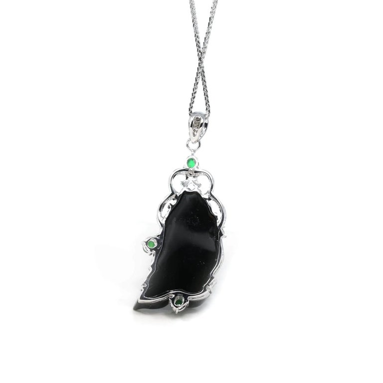 RealJade¨ Co. 18k Genuine Burmese Black Jadeite Jade 年年有余 Fish Pendant ...