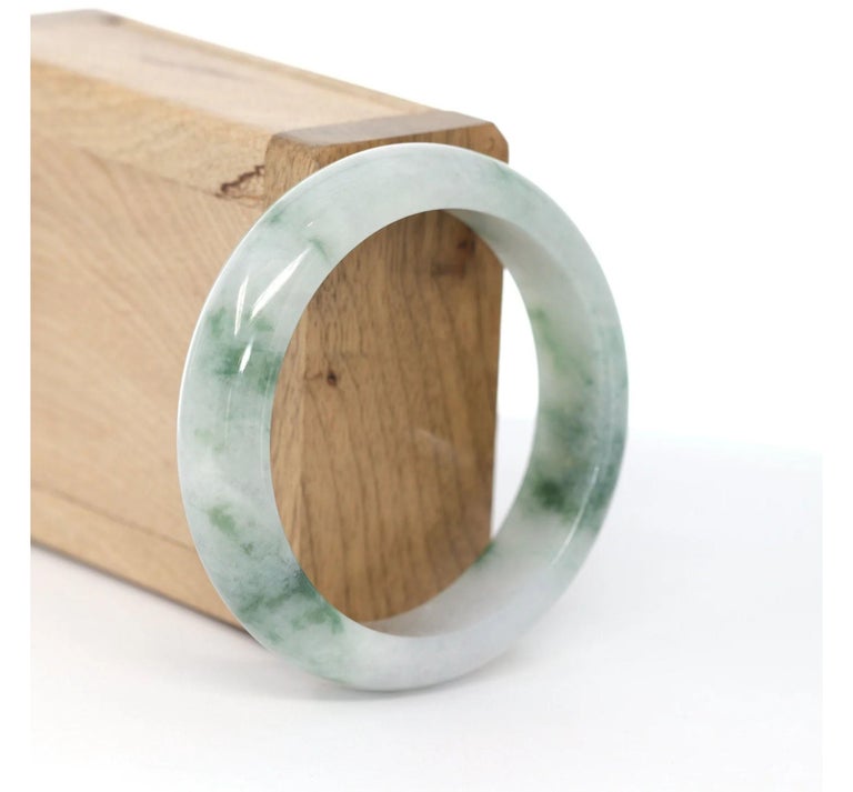 RealJade Co. Classic Bangle Ice Blue-Green Jadeite Jade Bangle #619 For ...