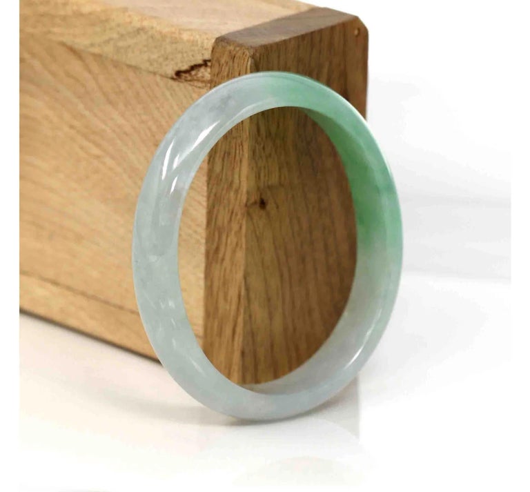 RealJade¨ Co. Genuine Burmese Green Jadeite Jade Oval Bangle #337 For ...