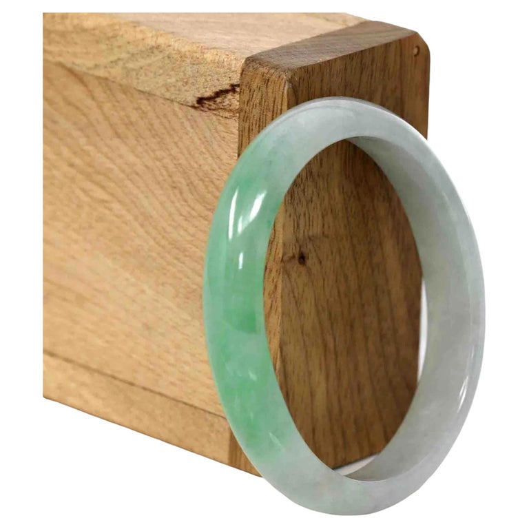 RealJade¨ Co. Genuine Burmese Green Jadeite Jade Oval Bangle #337 For ...