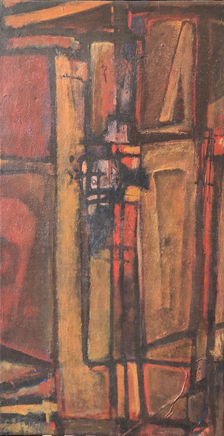 Rebeca Mendoza - Argentine Abstract Constructivist Quadriptych Oil ...