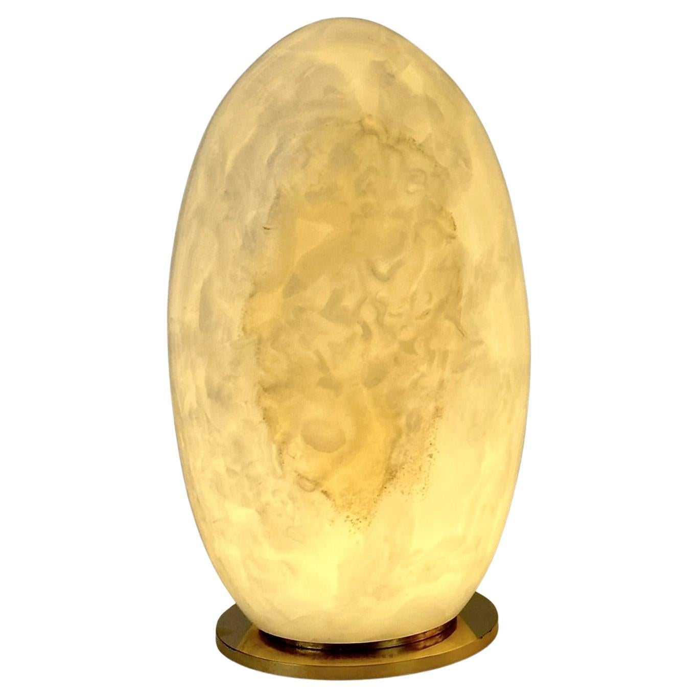 "Rebirth" Contemporary Italian White Alabaster and Brass Table Lamp For ...