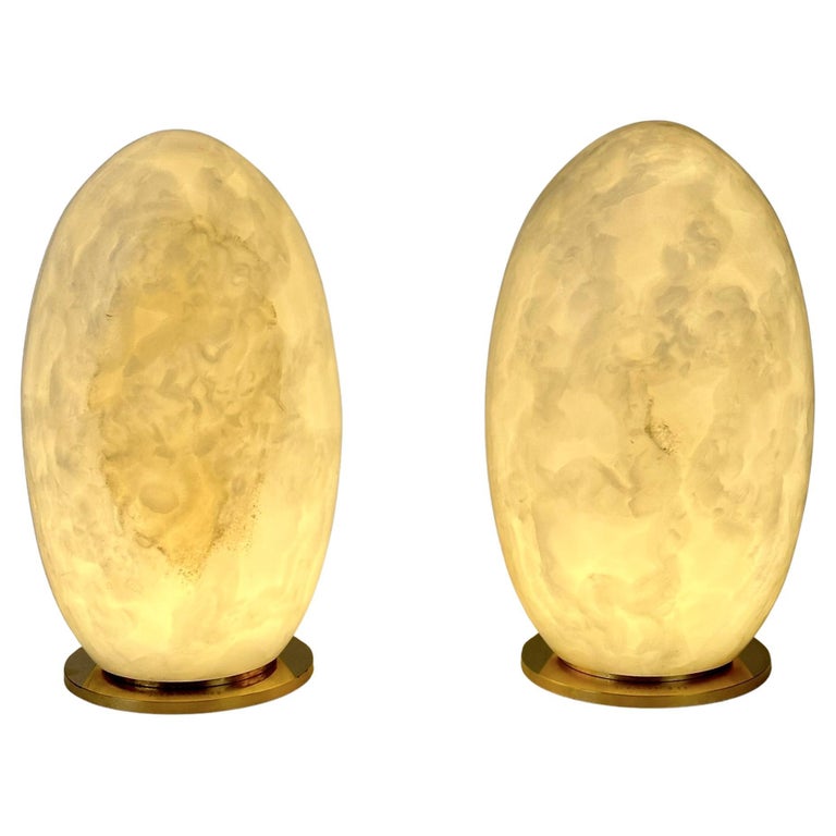 "Rebirth" Contemporary Italian White Alabaster Table Lamps by Giulia ...