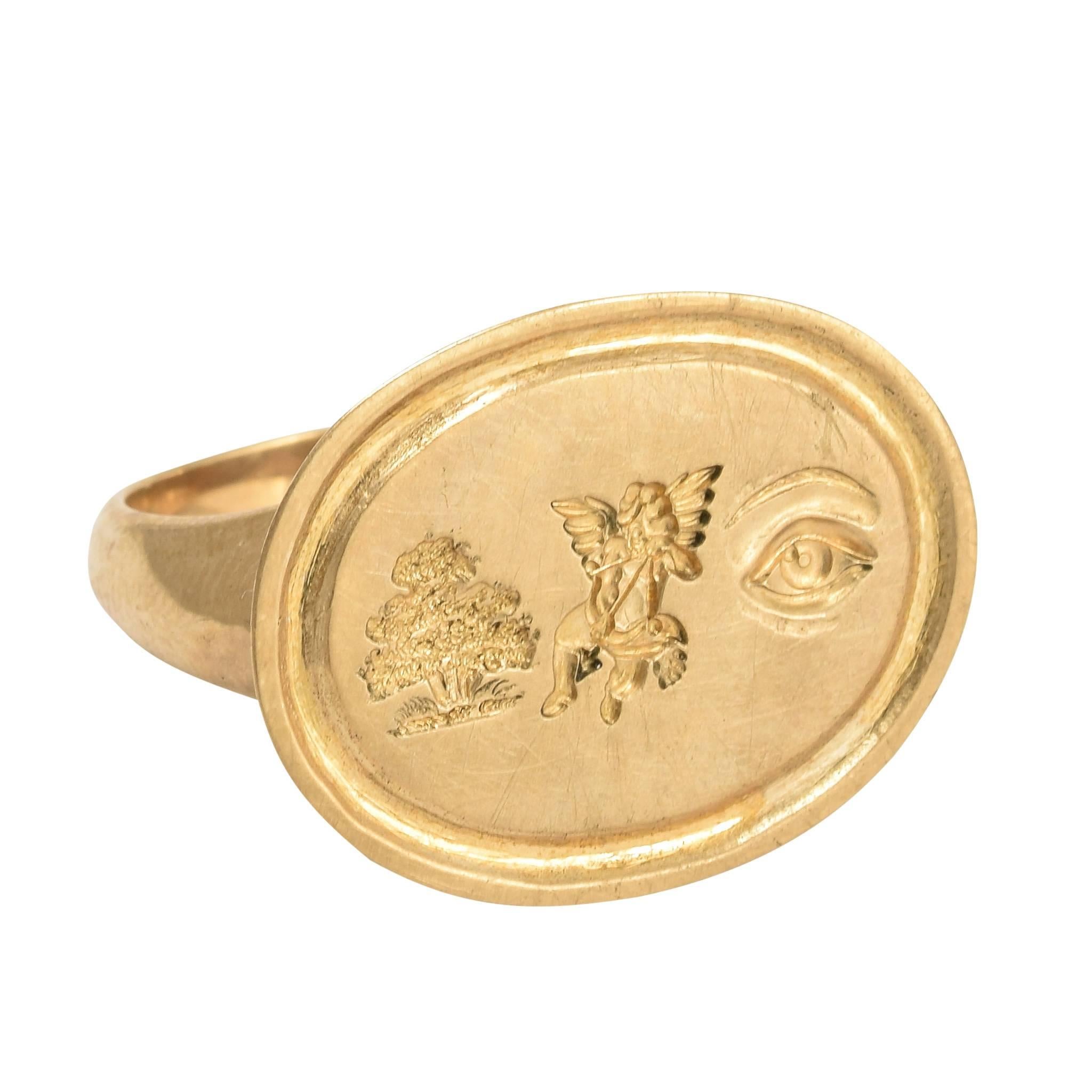 Rebus Puzzle "I Love You" Gold Signet Ring at 1stDibs | ing ring rebus