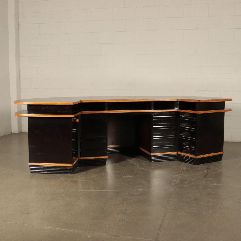 Reception Desk, Solid Veneered and Stained Wood, Italy, 1940s For Sale ...