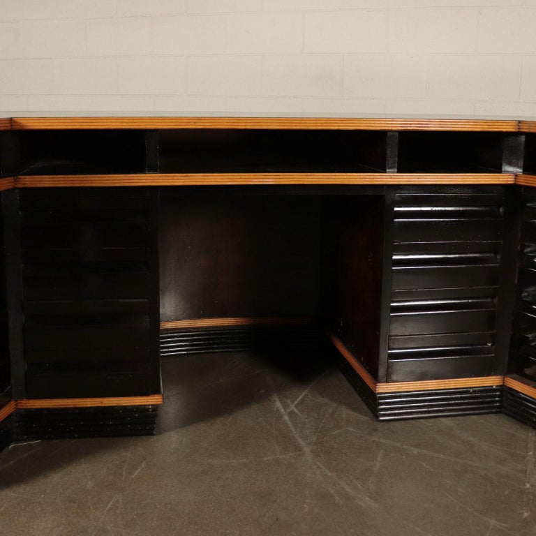 Reception Desk, Solid Veneered and Stained Wood, Italy, 1940s For Sale ...