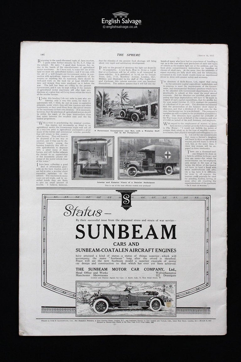 Reclaimed 1917 The Sphere Magazine For Sale at 1stDibs