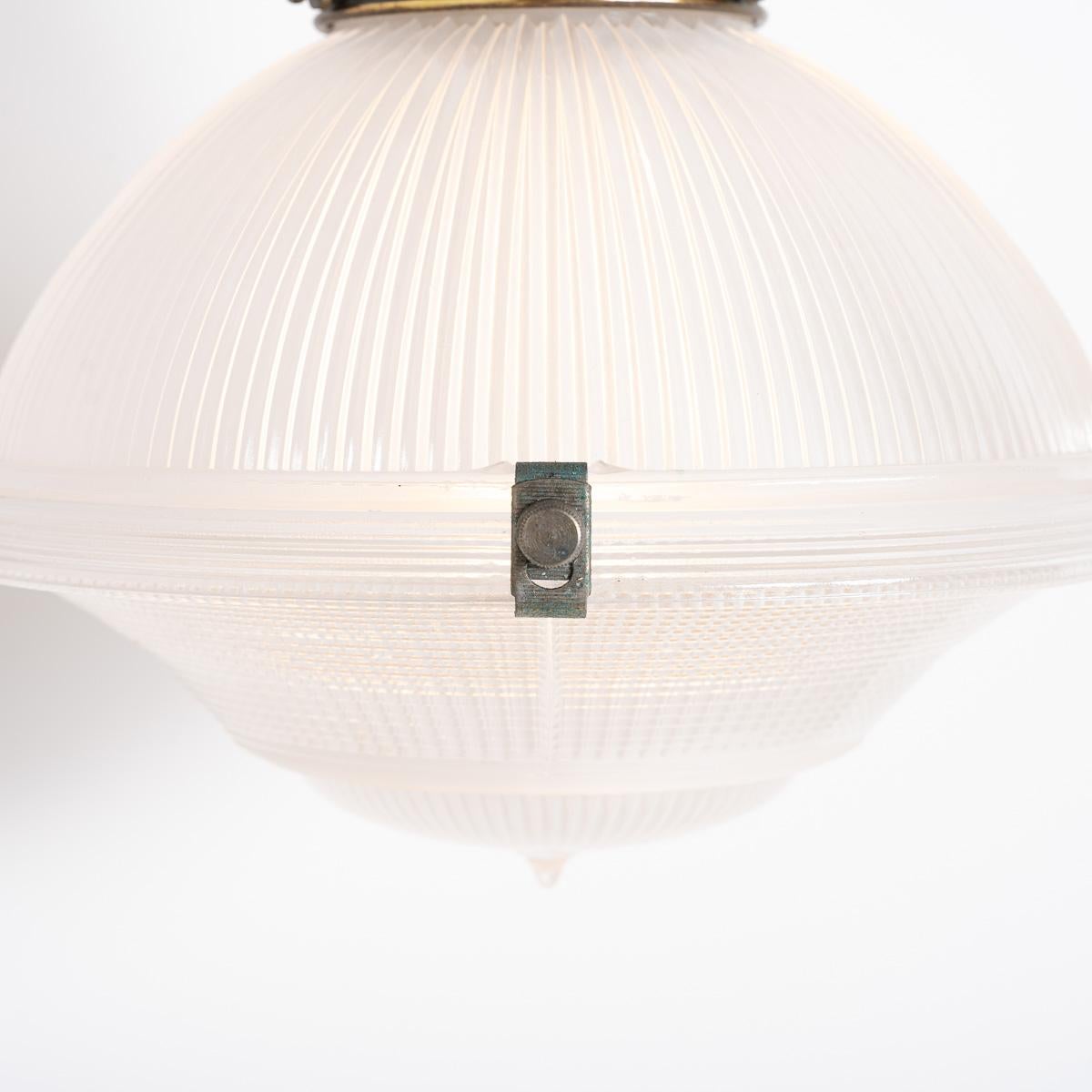 Reclaimed Antique Holophane Reflector, Refractor Pendant Lights at 1stDibs