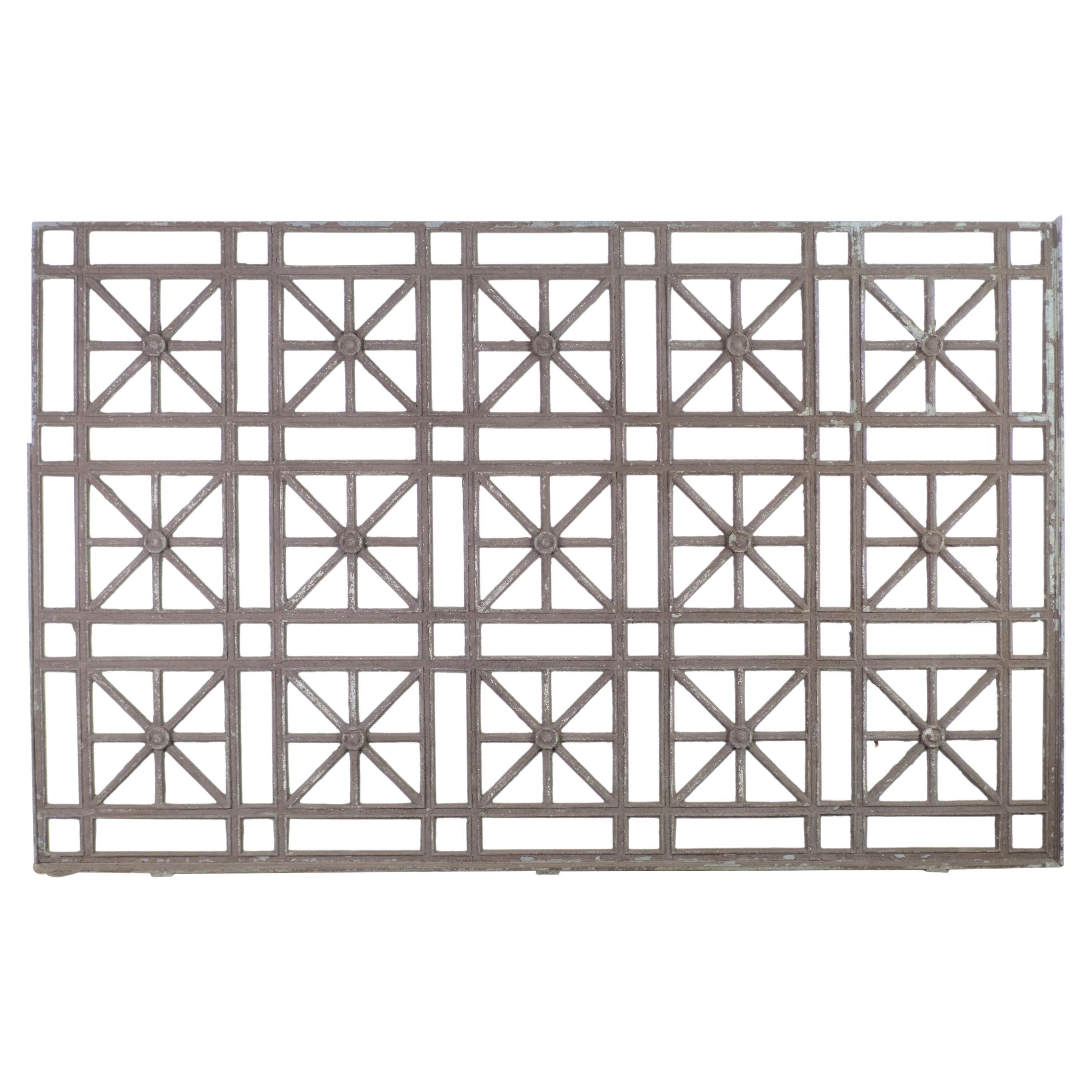 Reclaimed Beaux Arts Steel Panel Grill Floral Motif 92 x 59.25 For Sale ...