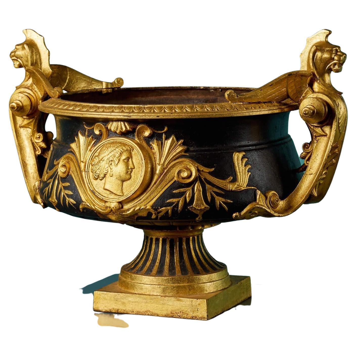 Antique Neoclassical Cast Iron Urn For Sale at 1stDibs