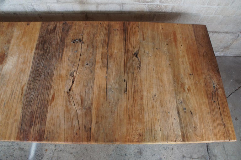 Reclaimed Spanish Revival Old World Rustic Wood Plank Top Dining Table 94" at 1stDibs