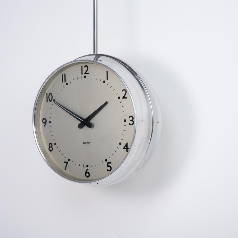 Reclaimed Double Sided Electric Factory Clock by Gent of Leicester For ...