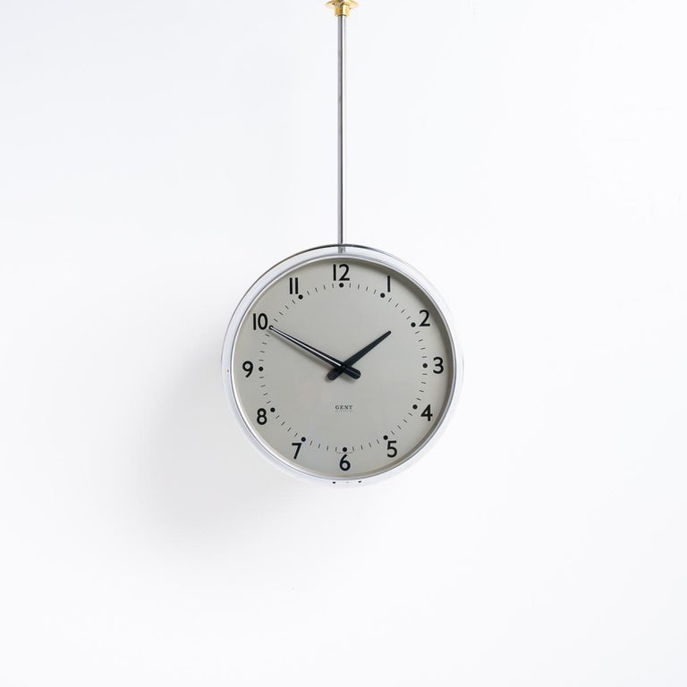 Reclaimed Double Sided Electric Factory Clock by Gent of Leicester For ...