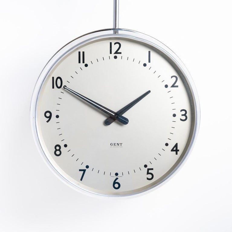 Reclaimed Double Sided Electric Factory Clock by Gent of Leicester For ...