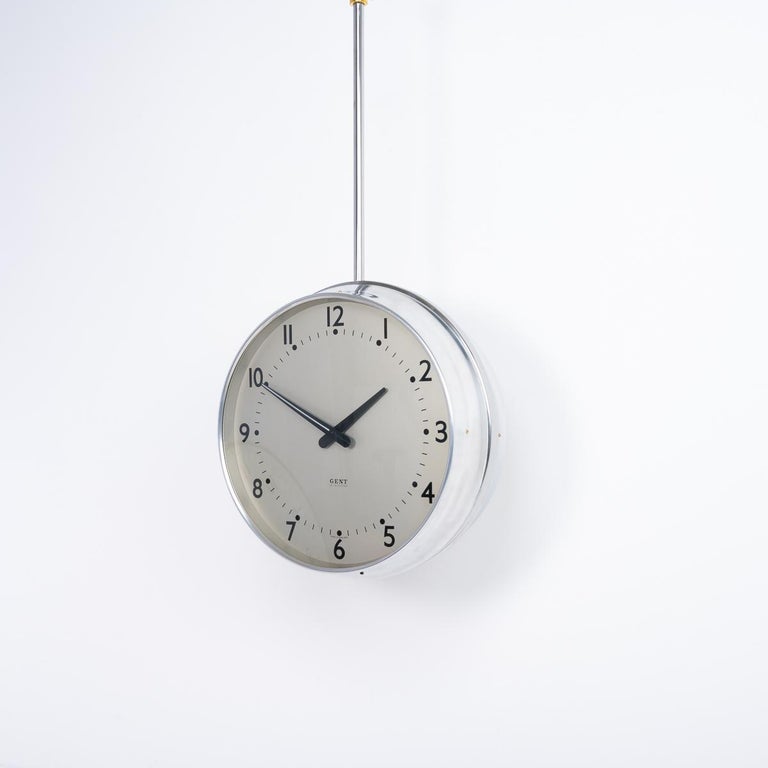 Reclaimed Double Sided Electric Factory Clock by Gent of Leicester For ...