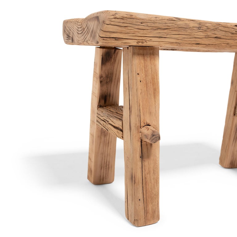 Reclaimed Elm Splayed Leg Stool For Sale at 1stDibs
