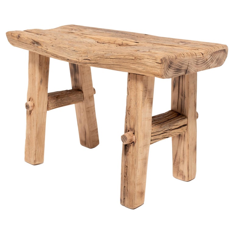 Reclaimed Elm Splayed Leg Stool For Sale at 1stDibs