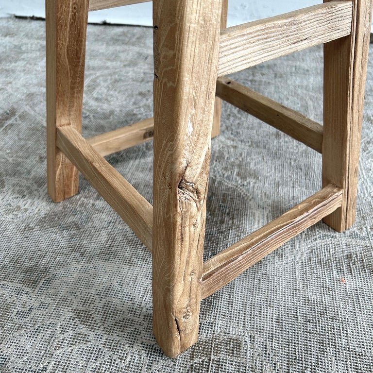 Reclaimed Elm Wood Custom Made Counter Height Stool For Sale at 1stDibs