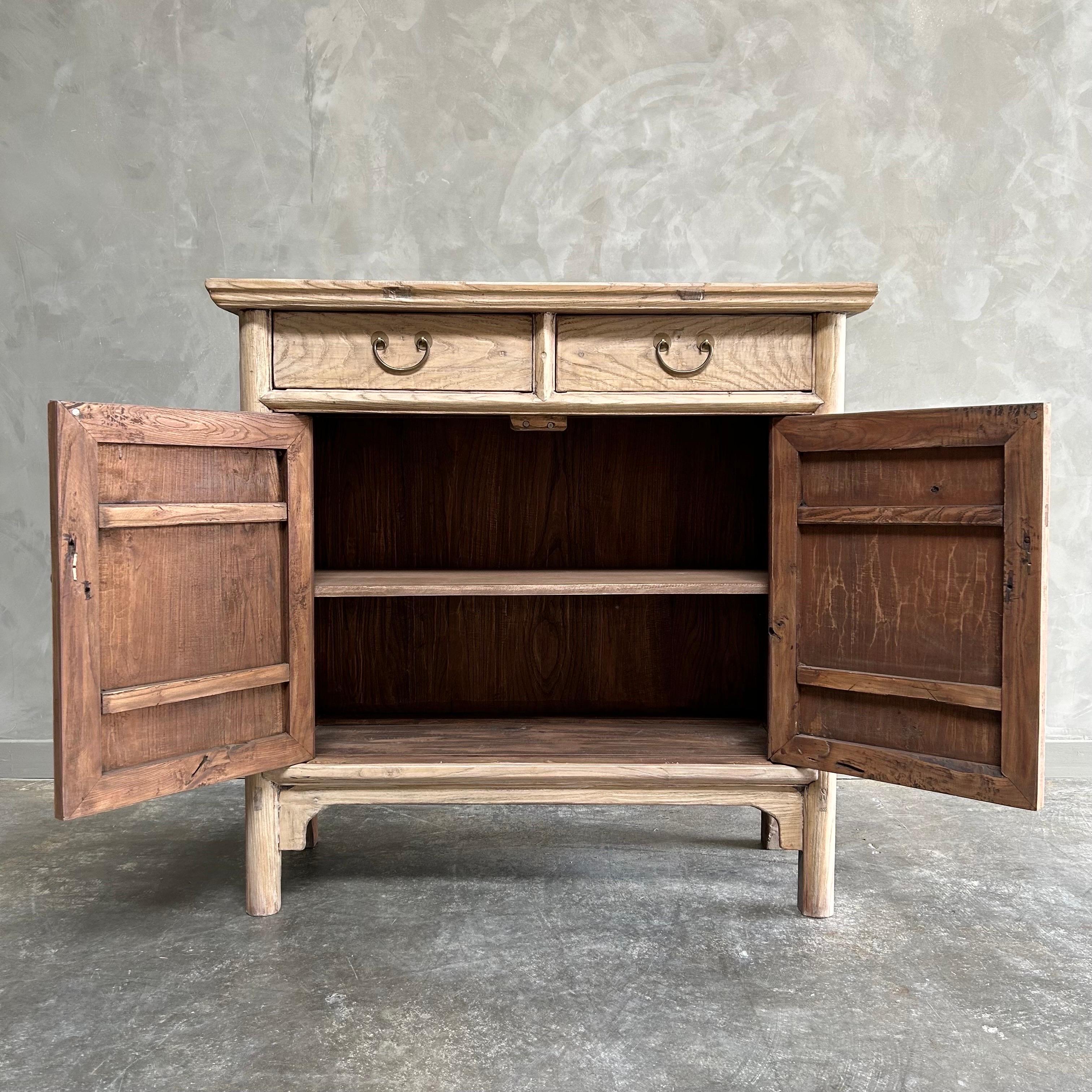 Reclaimed Elm Wood Tall Cabinet with Drawers For Sale at 1stDibs